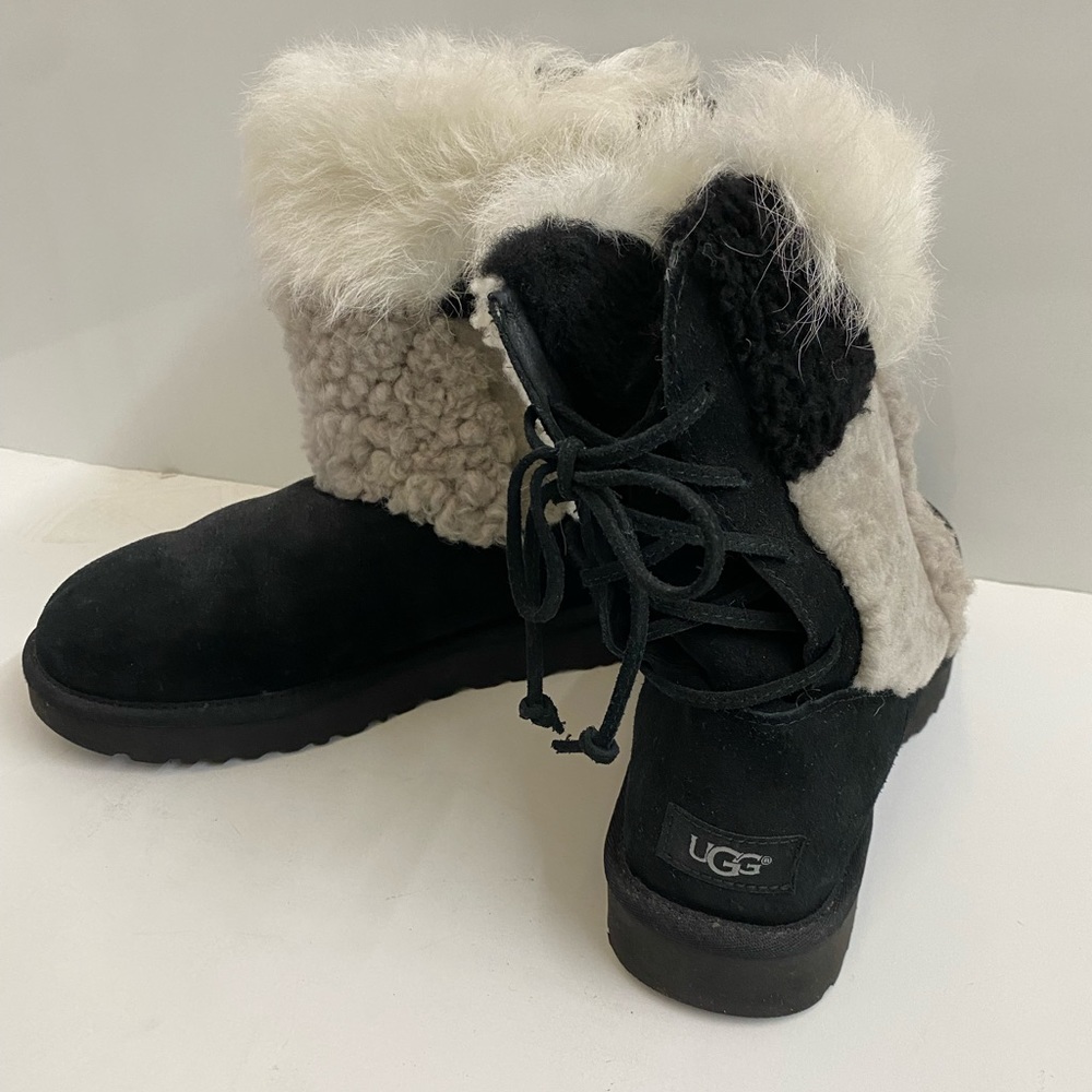 Ugg Classic Patchwork Fluff Women Short Boots Suede B… - Gem